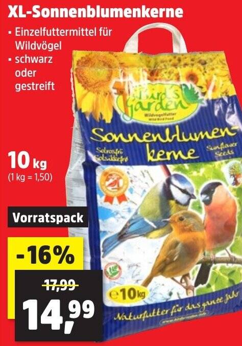 Bird's Garden XL-Sonnenblumenkerne 10 kg Angebot bei Thomas Philipps