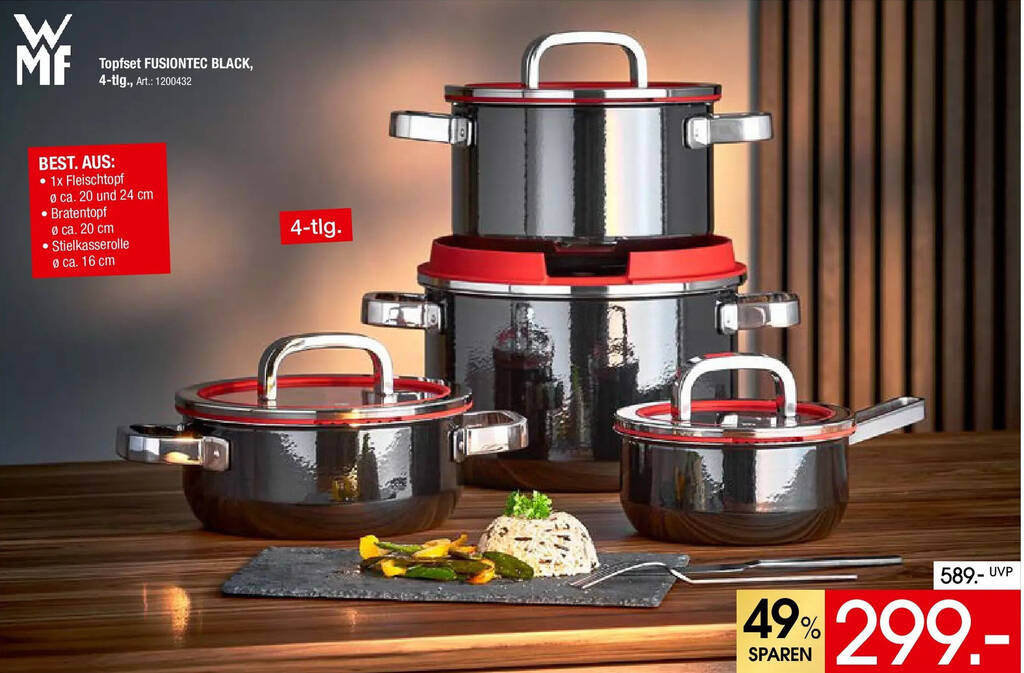 WMF Topfset FUSIONTEC BLACK, 4-tlg. Angebot bei Zurbrüggen