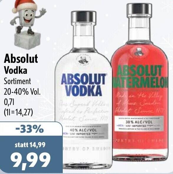 Absolut Vodka 0.7 l Angebot bei Aktiv Irma