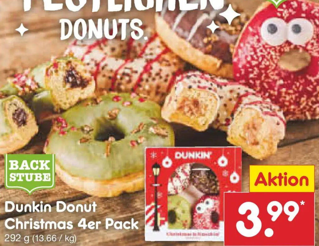Dunkin Donut Christmas 4er Pack 292 g Angebot bei Netto Marken-Discount
