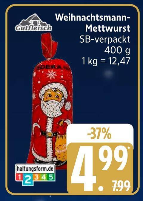Gutfleisch weihnachtsmann-mettwurst Angebot bei Edeka