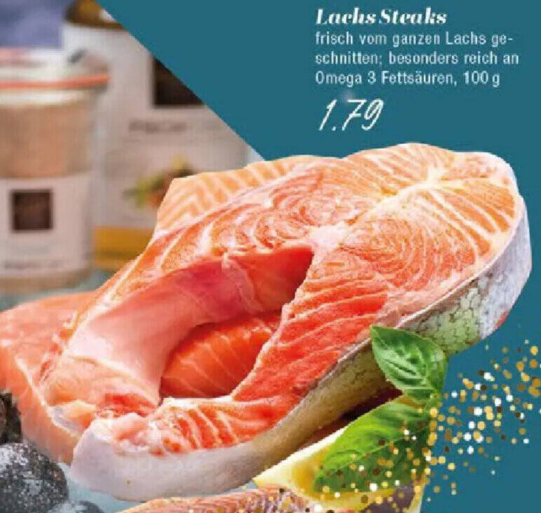 Lachs Steaks 100 g Angebot bei Edeka