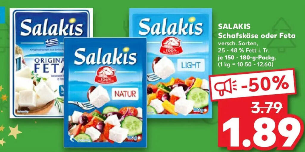 SALAKIS Schafskäse oder Feta 150-180 g Angebot bei Kaufland