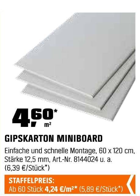Gipskarton miniboard Angebot bei OBI