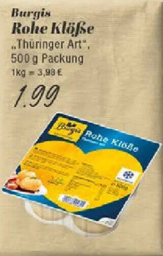 Burgis Rohe Klöße ..Thüringer Art" 500 g Angebot bei Edeka