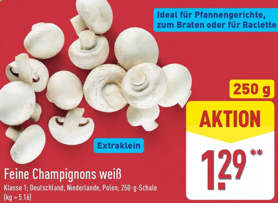 Feine Champignons weiß 250 g Angebot bei Aldi Nord
