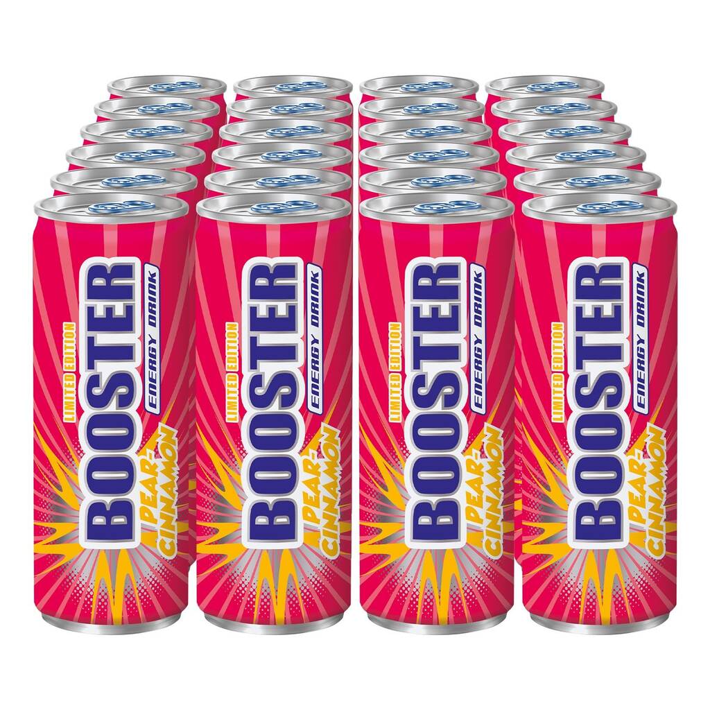 Booster Energy Drink Pear Cinnamon 0,33 Liter Dose, 24er Pack Angebot ...