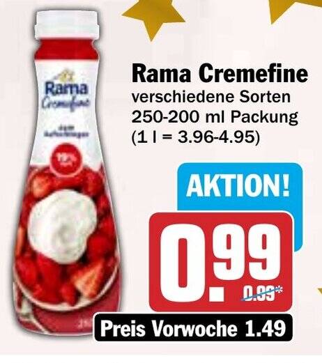 Rama Cremefine 250/200 ml Angebot bei HIT