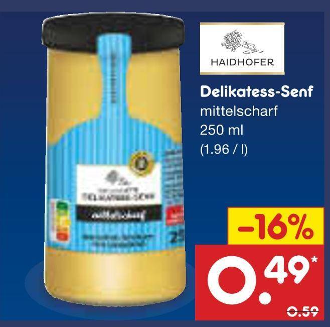 Haidhofer delikatess-senf mittelscharf Angebot bei Netto Marken-Discount