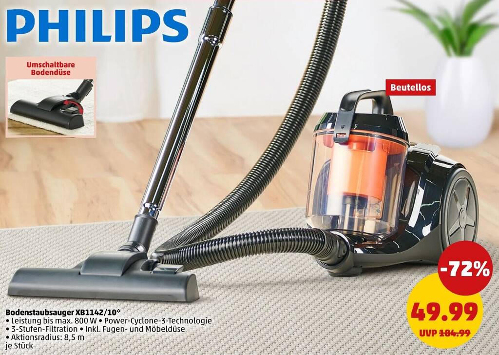 PHILIPS Bodenstaubsauger XB1142/10 Angebot bei PENNY