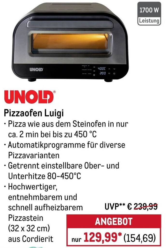 UNOLD Pizzaofen Luigi Angebot bei METRO
