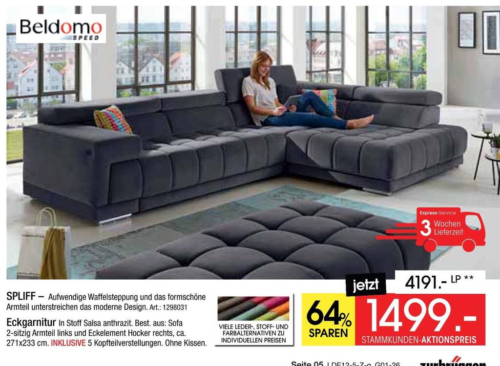 Beldomo spliff eckgarnitur Angebot bei Zurbrüggen
