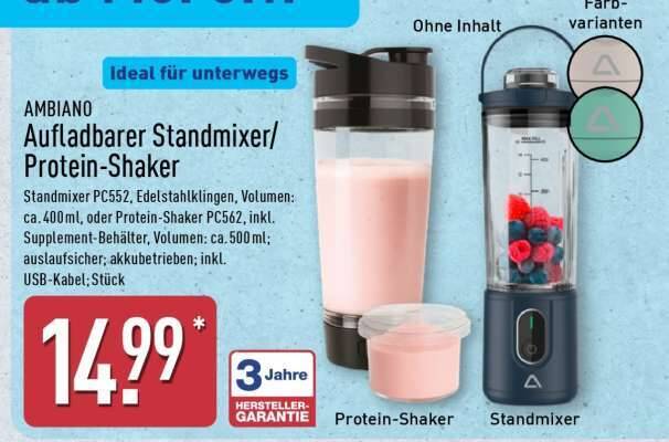 AMBIAO Aufladbarer Standmixer/Protein-Shaker Angebot bei Aldi Nord