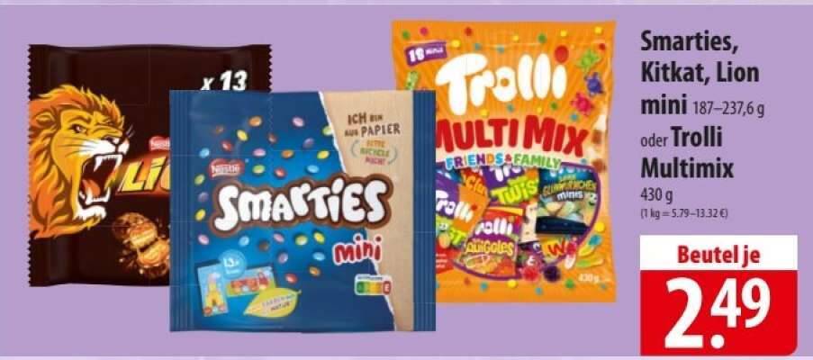 Smarties, Kitkat, Lion mini oder Trolli Multimix Angebot bei Famila ...