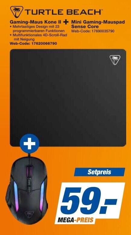 TURTLE BEACH Gaming-Maus Kone II + Mini Gaming-Mauspad Angebot bei ...