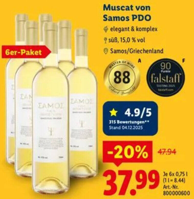 Muscat von Samos PDO Angebot bei Lidl