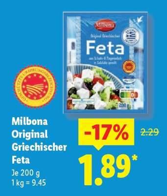 Milbona Original Griechischer Feta Angebot bei Lidl