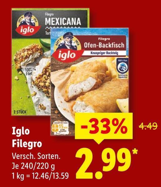 Iglo filegro ofen-backfisch Angebot bei Lidl