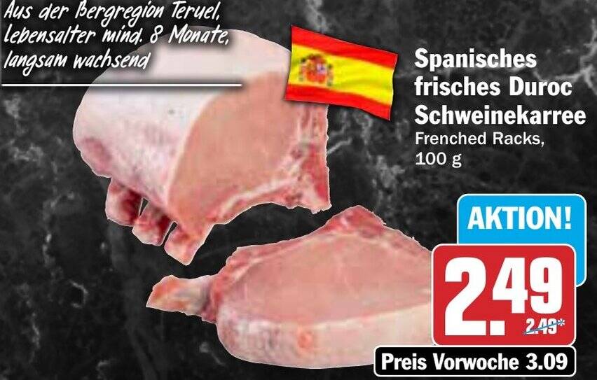 Spanisches frisches Duroc Schweinekarree 100 g Angebot bei HIT