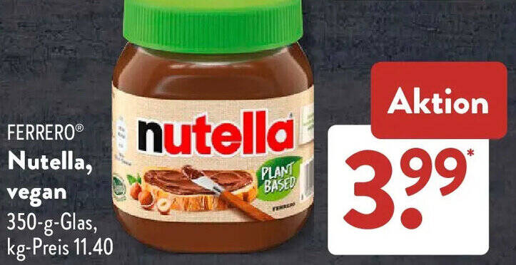 FERRERO Nutella, vegan 350 g Angebot bei Aldi Süd