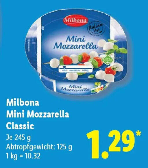 Milbona Mini Mozzarella Classic 245 g Angebot bei Lidl