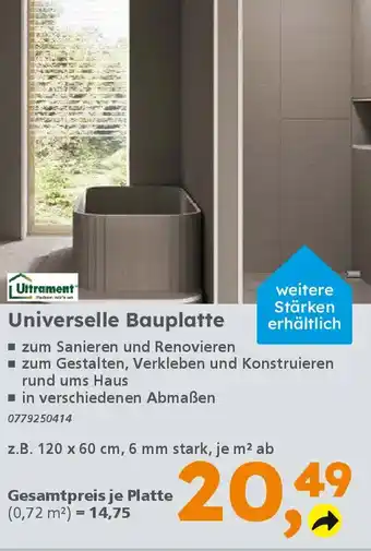 Ultrament Universelle Bauplatte Angebot bei Globus Baumarkt