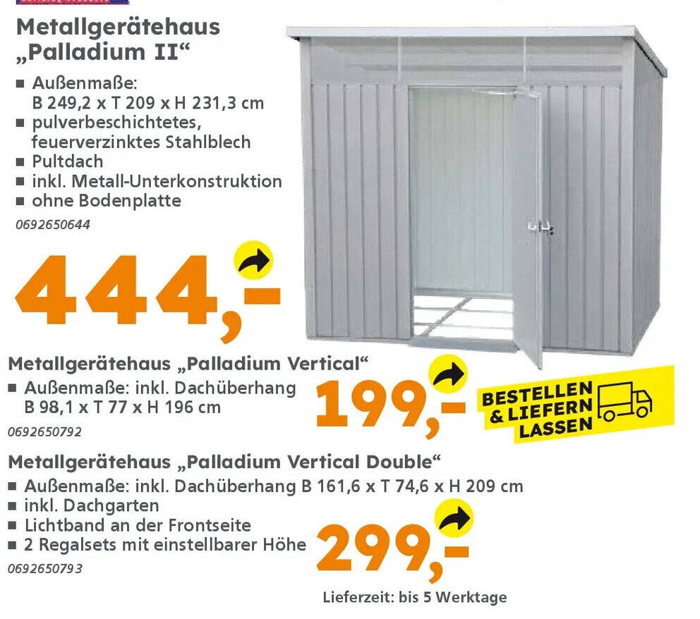 DURAMax Metallgerätehaus „Palladium Vertical Double" Angebot bei Globus ...