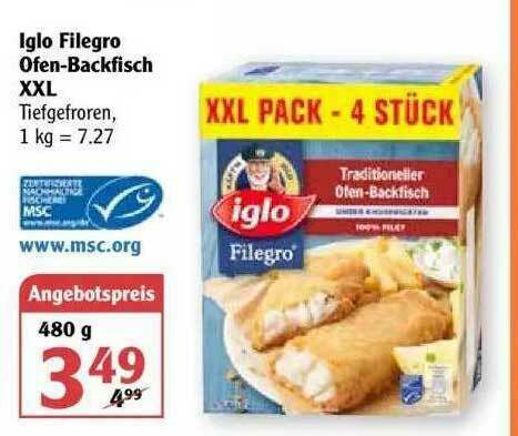 Iglo Filegro Ofen-backfisch XXL Angebot bei Globus