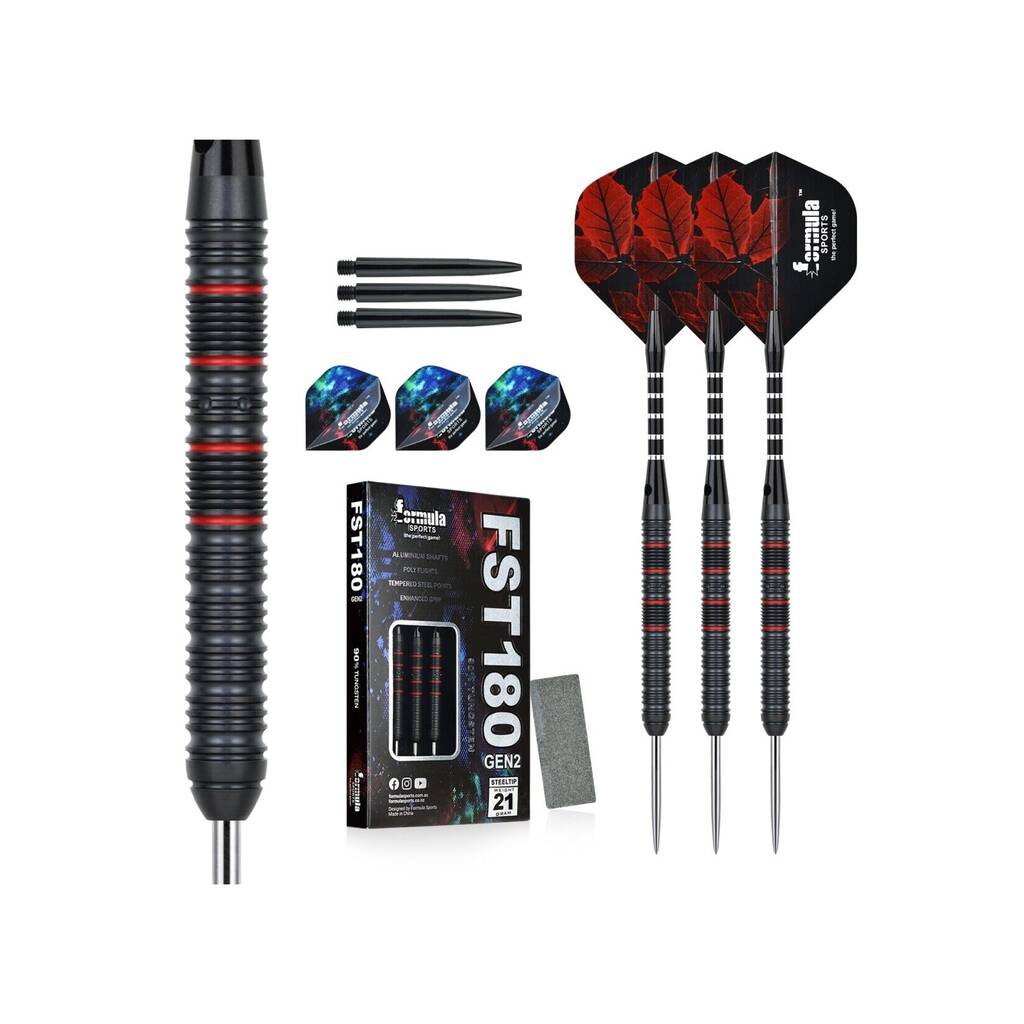 Formula FST180 Gen2 Black+Red Rings Tungsten Dart Steeltip 21 Gramm ...