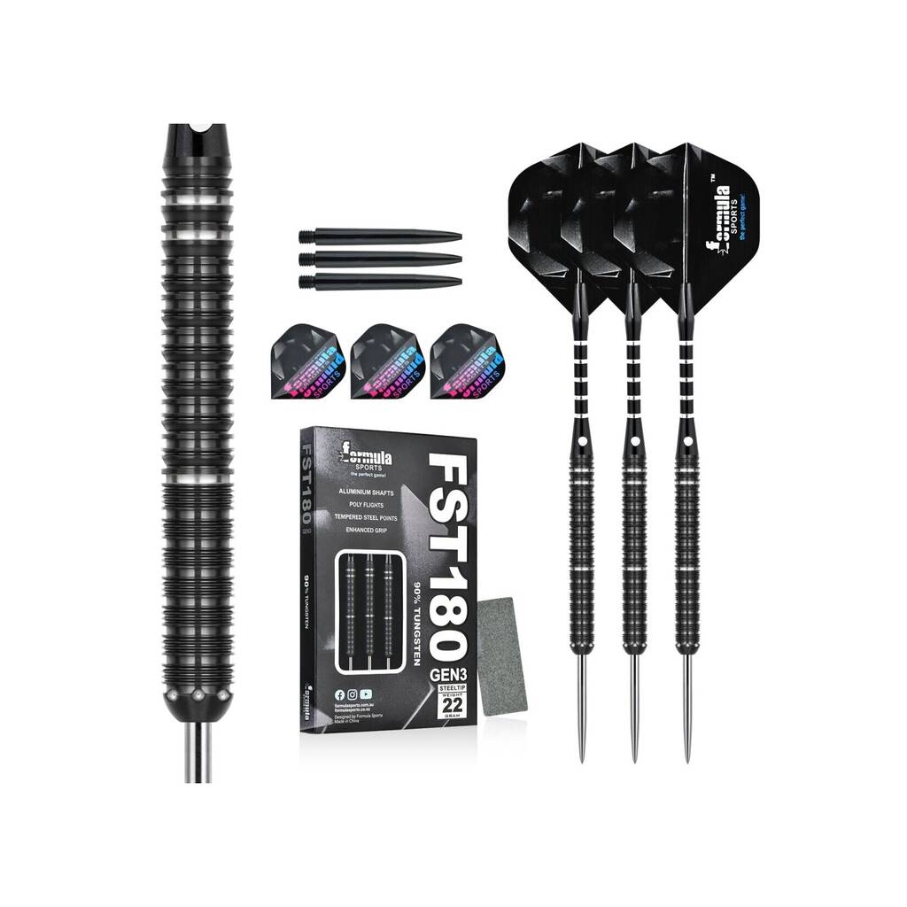 Formula FST180 Gen3 Black+Silver Rings Tungsten Dart Steeltip 22 Gramm ...