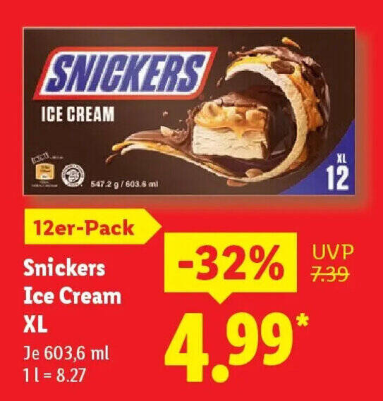 Snickers Ice Cream XL 603.6 ml Angebot bei Lidl