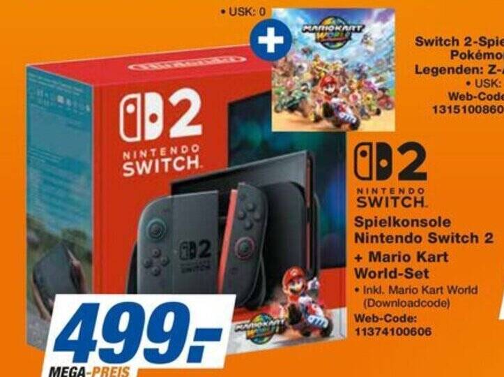 NINTENDO SWITCH Spielkonsole Nintendo Switch 2 + Mario Kart World-Set ...
