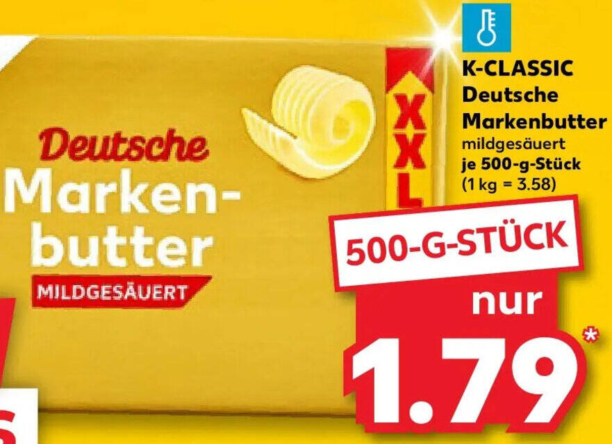 K-CLASSIC Deutsche X Markenbutter 500 g Angebot bei Kaufland