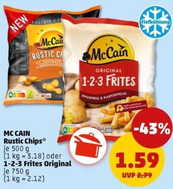 MC CAIN Rustic Chips oder 1-2-3 Frites Original 500-750 g Angebot bei PENNY