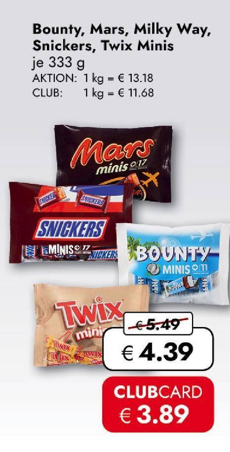 Bounty, mars, milky way, snikckers, twix minis bounty, mars, milky way ...