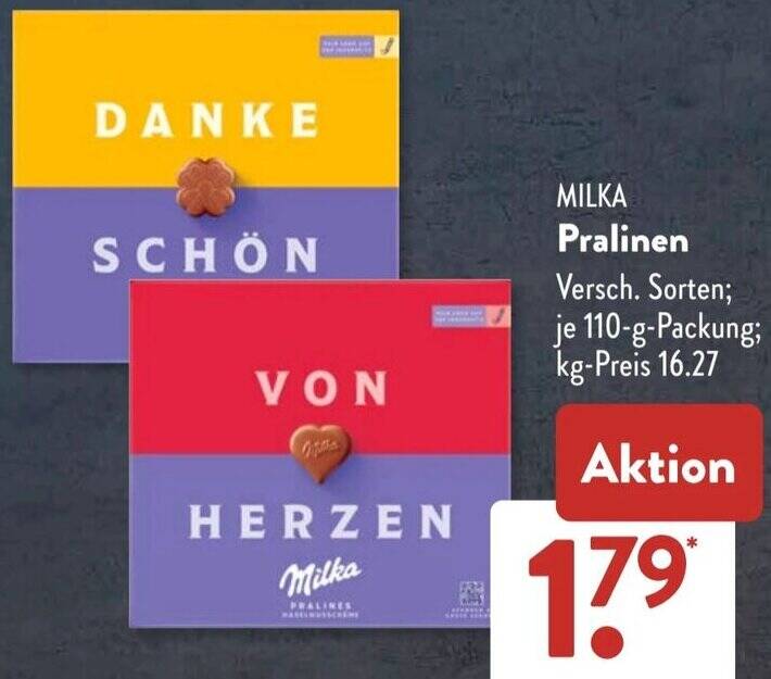 MILKA Pralinen 110 g Angebot bei Aldi Süd