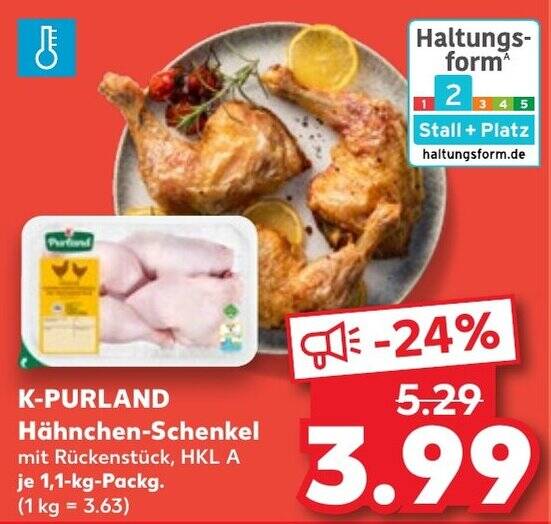 K-PURLAND Hähnchen-Schenkel 1,1 kg Angebot bei Kaufland