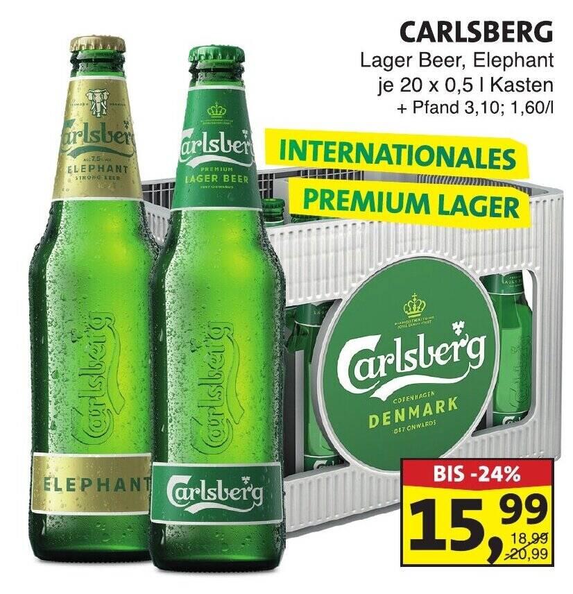 CARLSBERG Lager Beer, Elephant 20*500 ml Angebot bei Lösch Depot