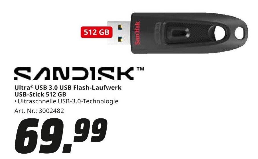 SANDISK Ultra USB 3.0 USB Flash-Laufwerk USB-Stick 512 GB Angebot bei ...