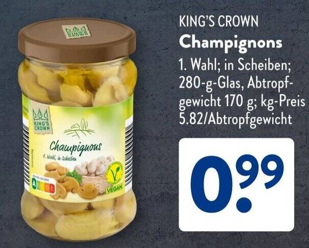 KING'S CROWN Champignons 280 g Angebot bei Aldi Süd