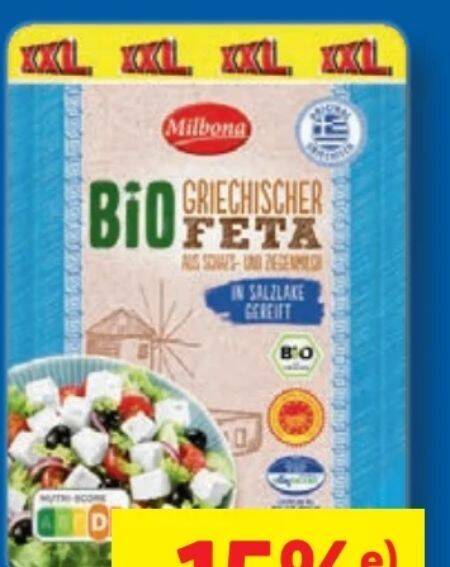 Milbona Bio Griechi­scher Feta XXL 0.4 kg Angebot bei Lidl