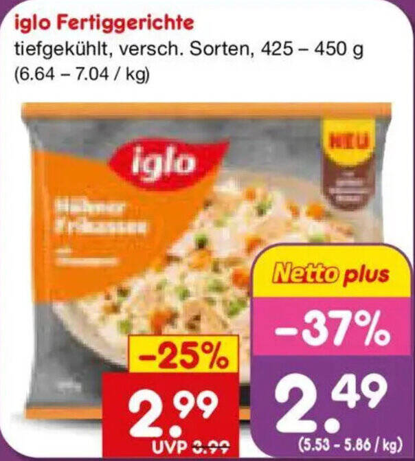 iglo Fertiggerichte 425-450 g Angebot bei Netto Marken-Discount