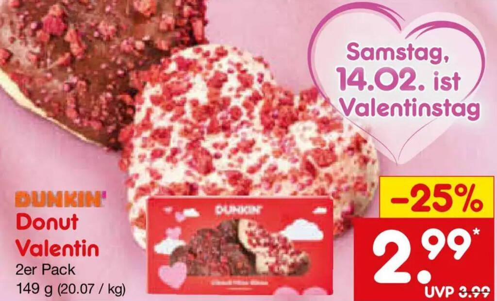 DUNKIN' Donut Valentin 2er Pack Angebot bei Netto Marken-Discount