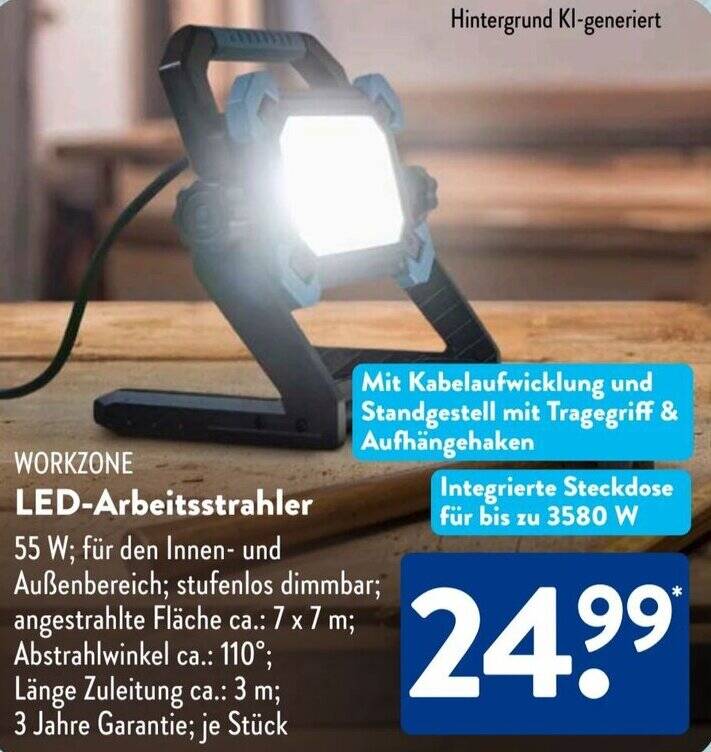 WORKZONE LED-Arbeitsstrahler Angebot bei Aldi Süd