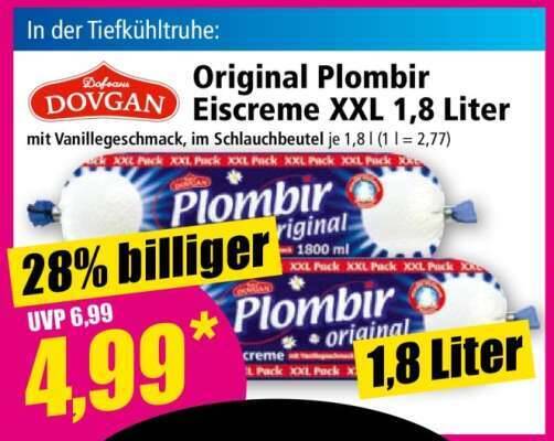 Original Plombir Eiscreme XXL 1,8 Liter Angebot bei Norma