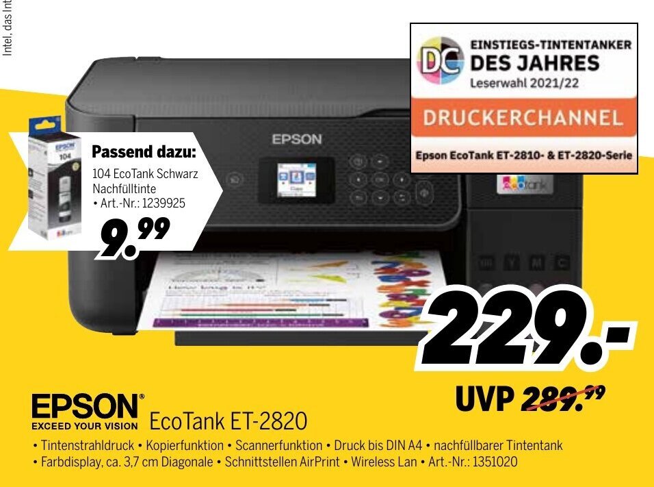Epson Multifunktionsdrucker | Eco Tank ET-2820 Angebot bei MEDIMAX