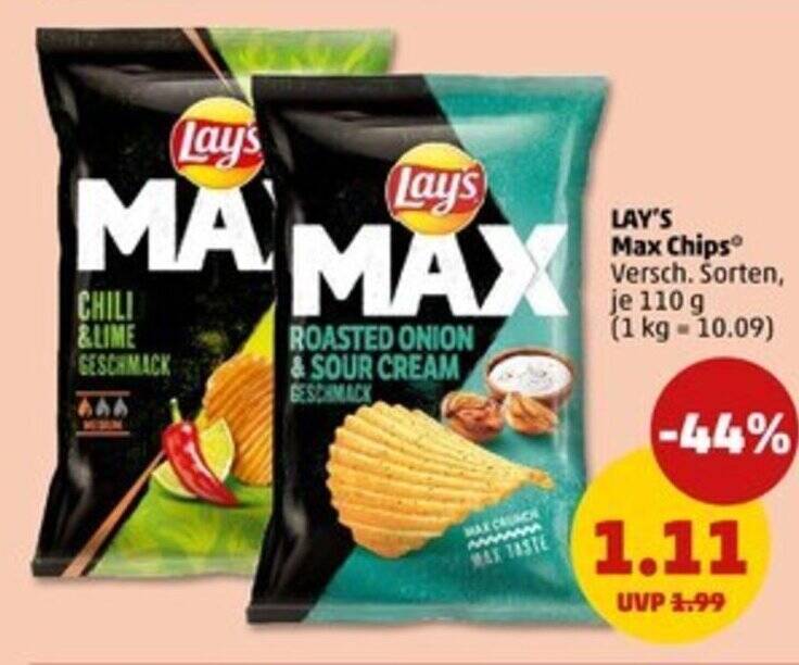 Lay’s MAX chips 110 g Angebot bei PENNY