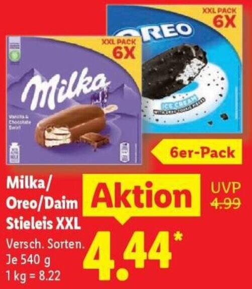 Milka/ Oreo/Daim Stieleis XXL 540 g Angebot bei Lidl