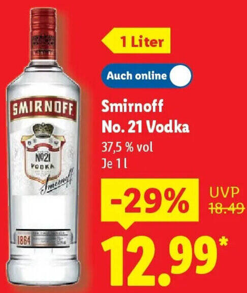 Smirnoff No. 21 Vodka 1 l Angebot bei Lidl