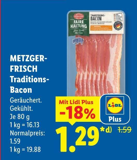 Metzger-frisch traditions-bacon Angebot bei Lidl